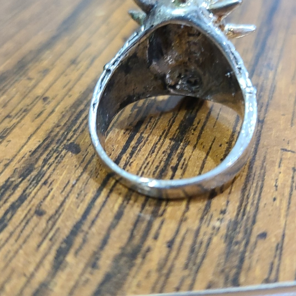 Vintage Skull Ring With Spiked Helmet - Gem